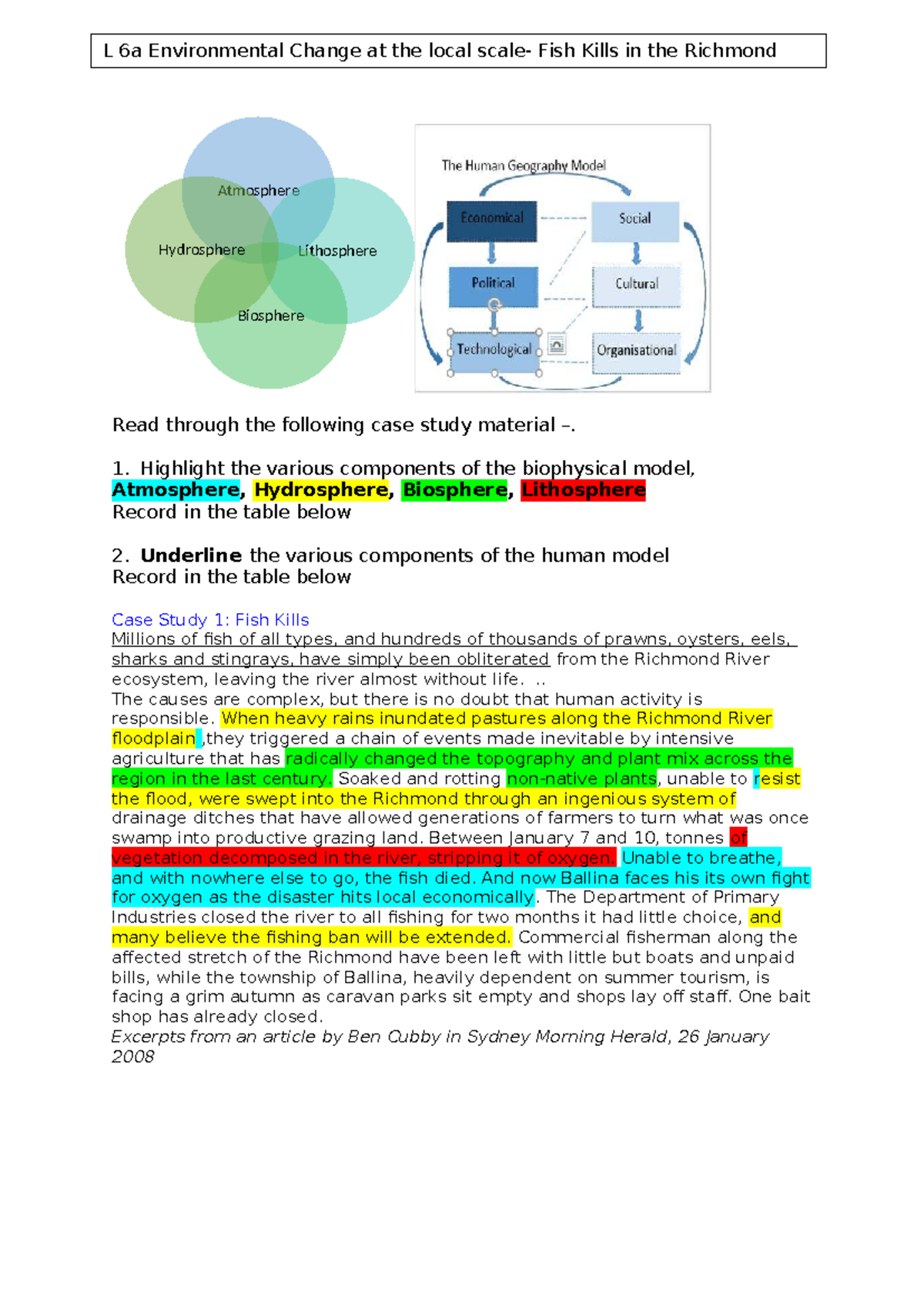 L 8a Case Study: Environmental Change & Fish Kills in Richmond River ...
