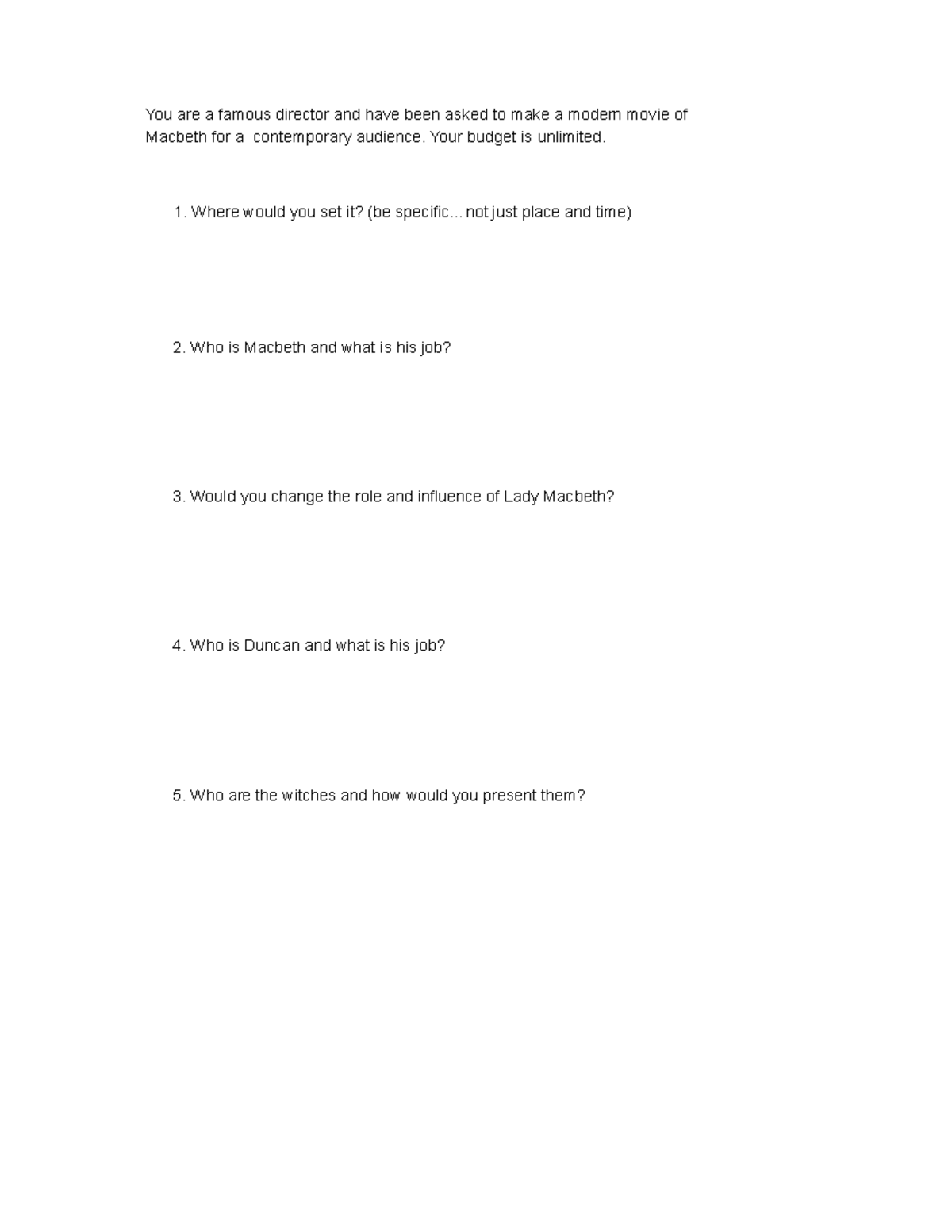 Macbeth Soliloquy Questions - Modern Adaptation Insights - Studocu