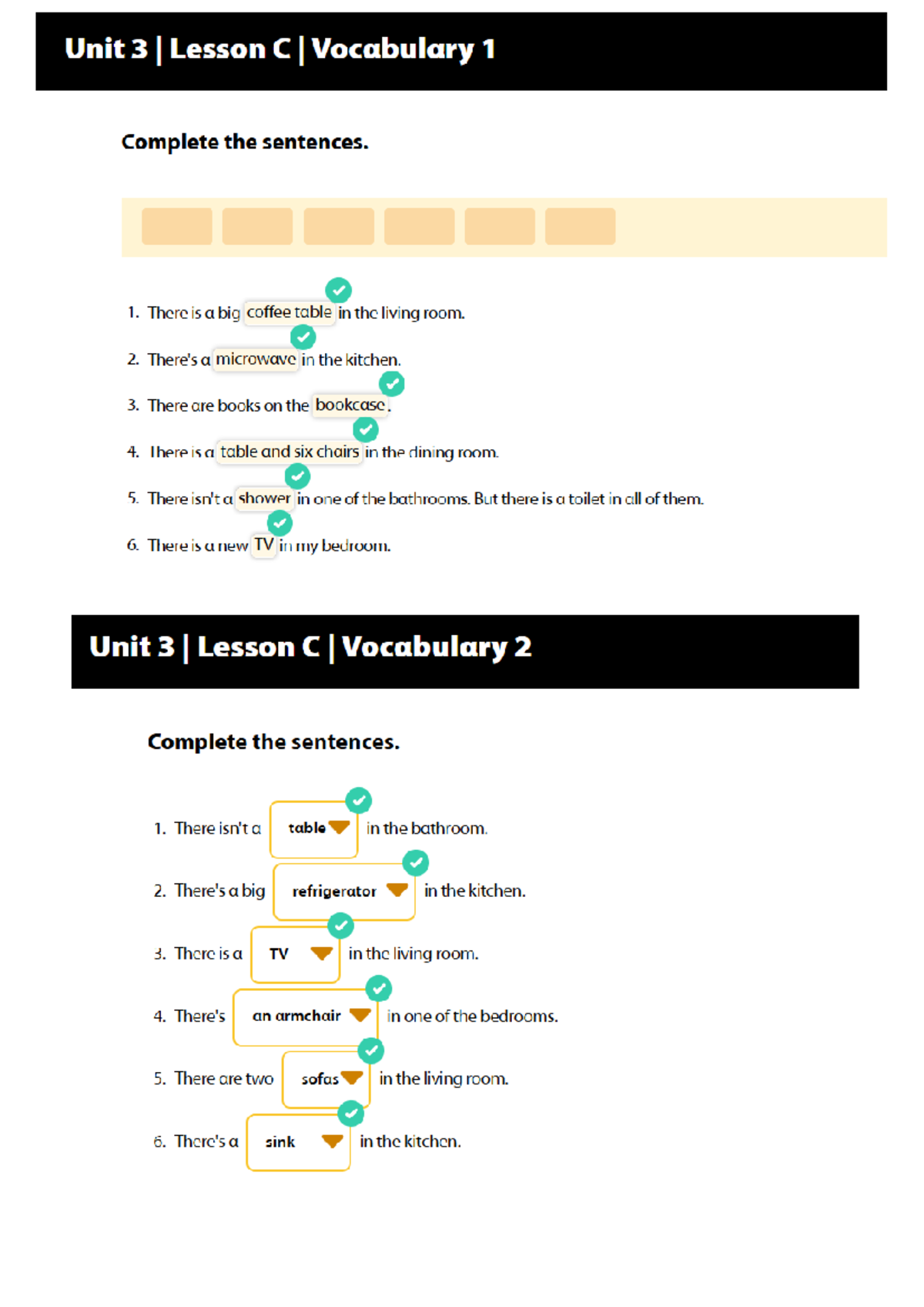 Unit 3 - Lesson C: Vocabulary 2 Sentence Completion Guide - Studocu