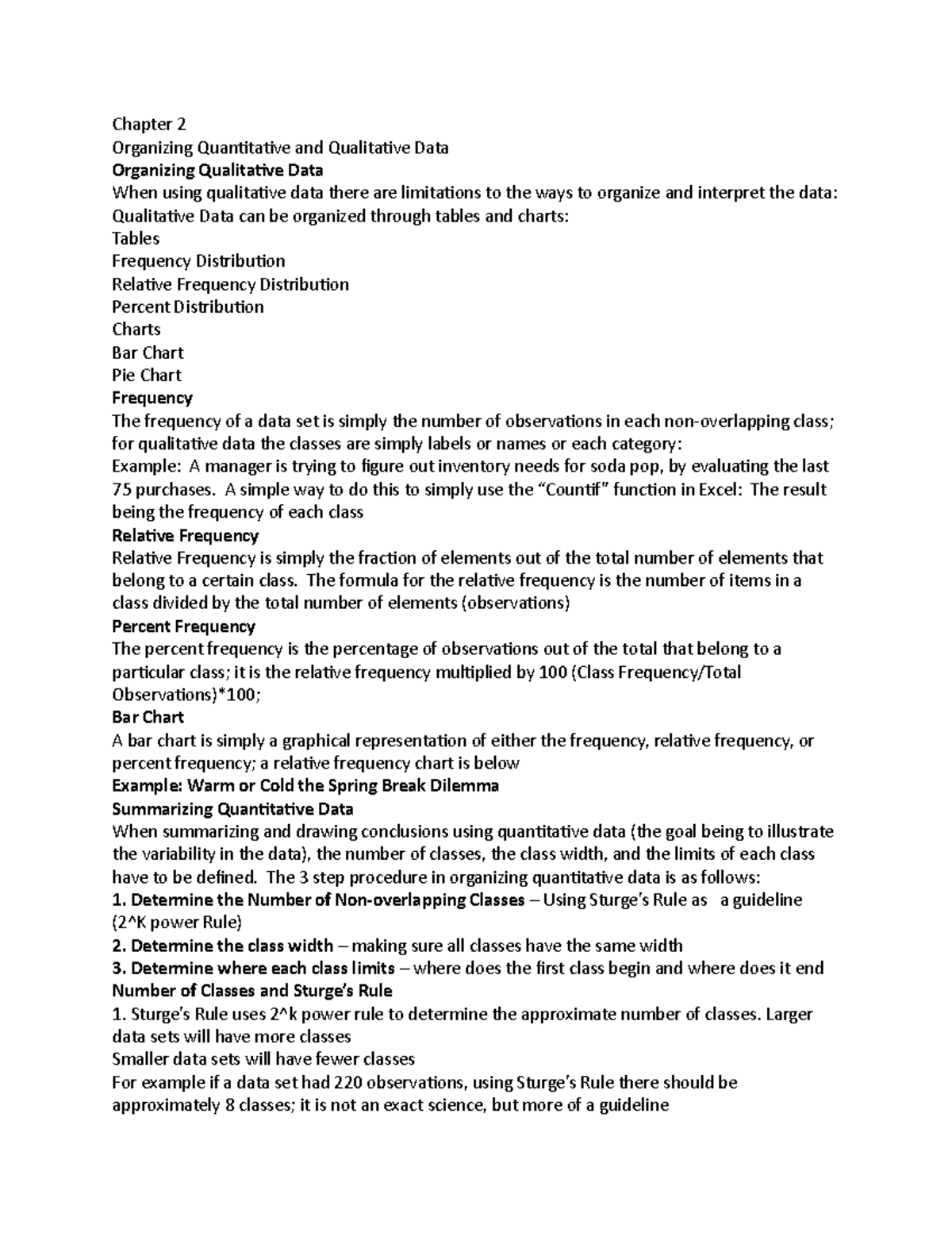 Chapter 2: Organizing Quantitative and Qualitative Data - Chapter 2 ...