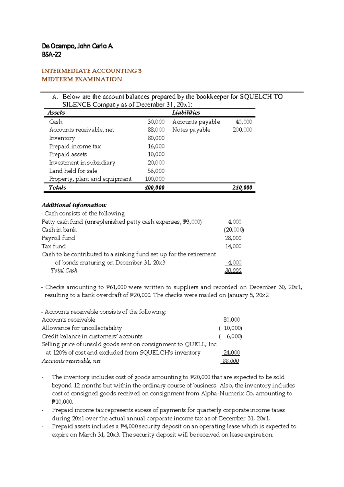 MIDTERM EXAM NOTES: De Ocampo, JC-BSA-22 (INTACC 3) - Studocu
