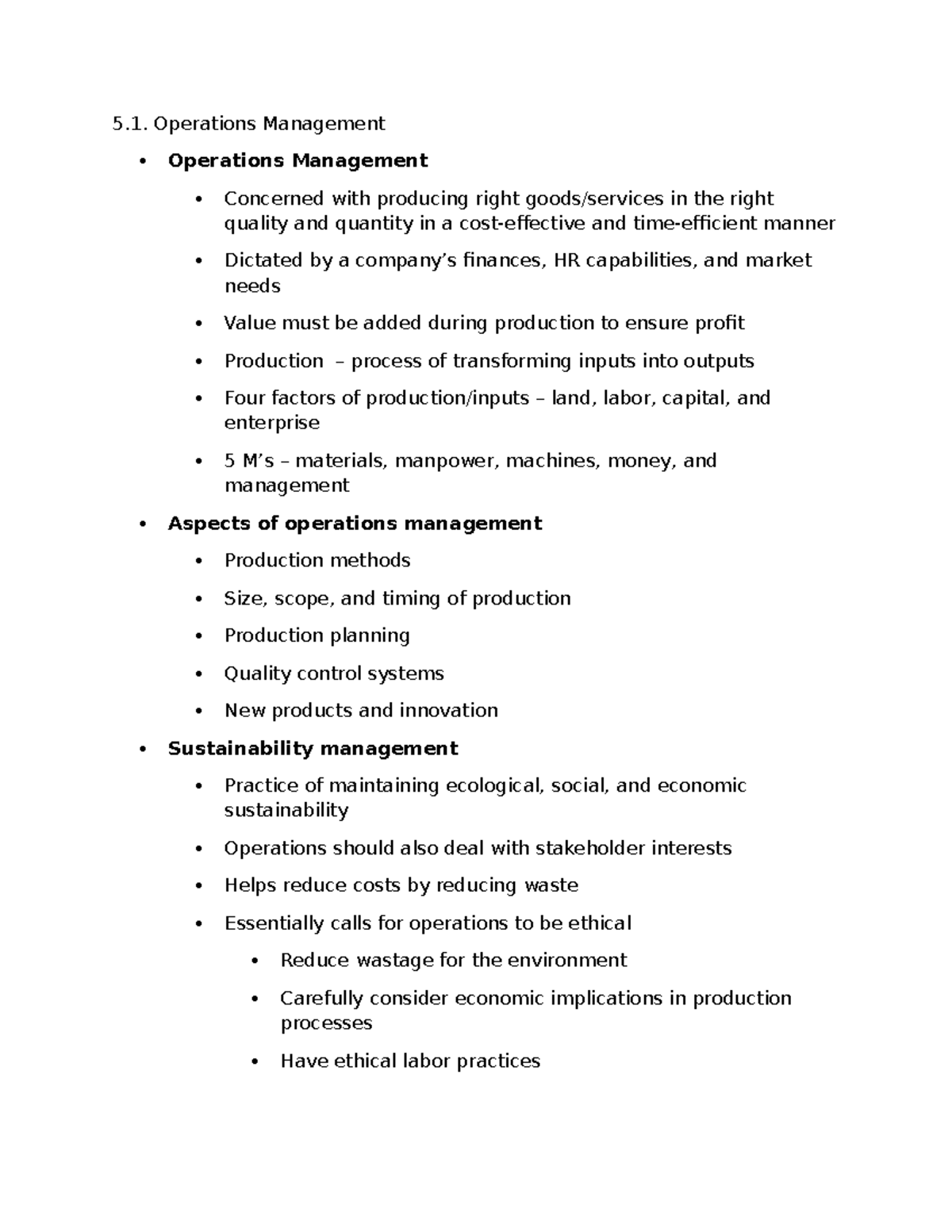 Operations Management 5.1: Key Concepts and Sustainability Practices ...
