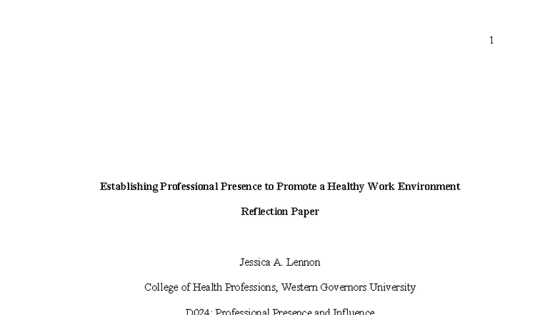 Reflection Paper d024 - Establishing Professional Presence to Promote a ...