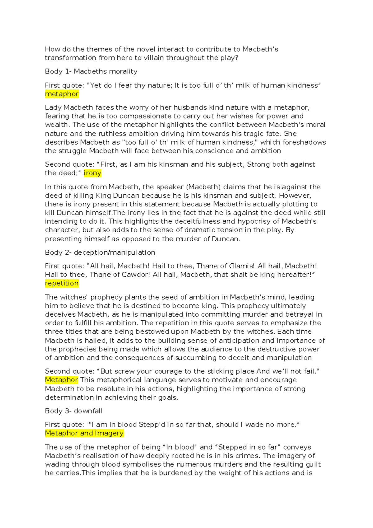 Macbeth Quotes Analysis: Themes of Transformation from Hero to Villain ...