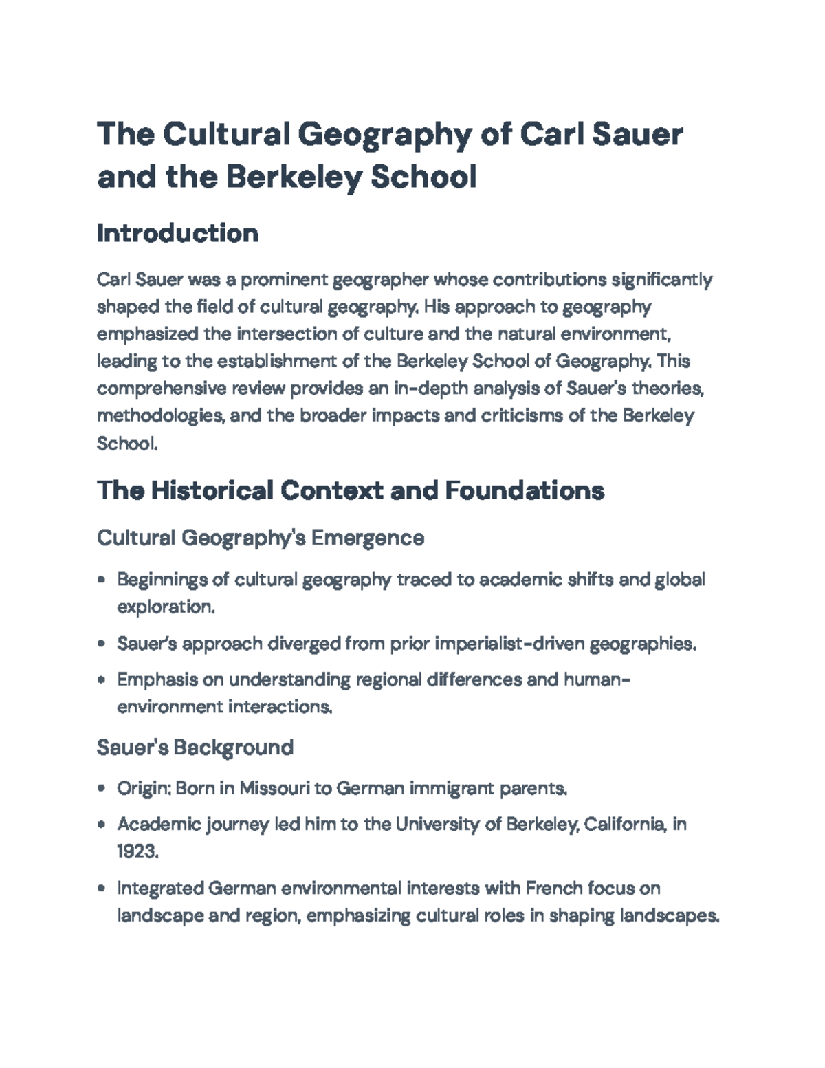 Cultural Geography: Examining Sauer's Legacy & Berkeley School Insights ...