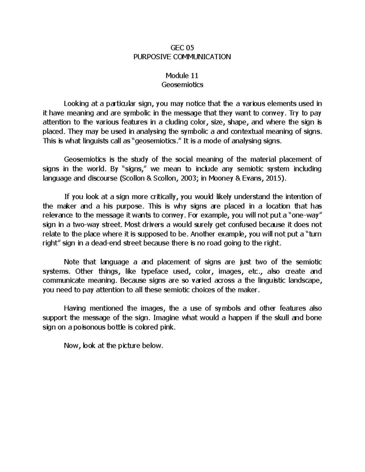 GEC 05 PURPOSIVE COMMUNICATION Module 11. Geosemiotics - Communication ...