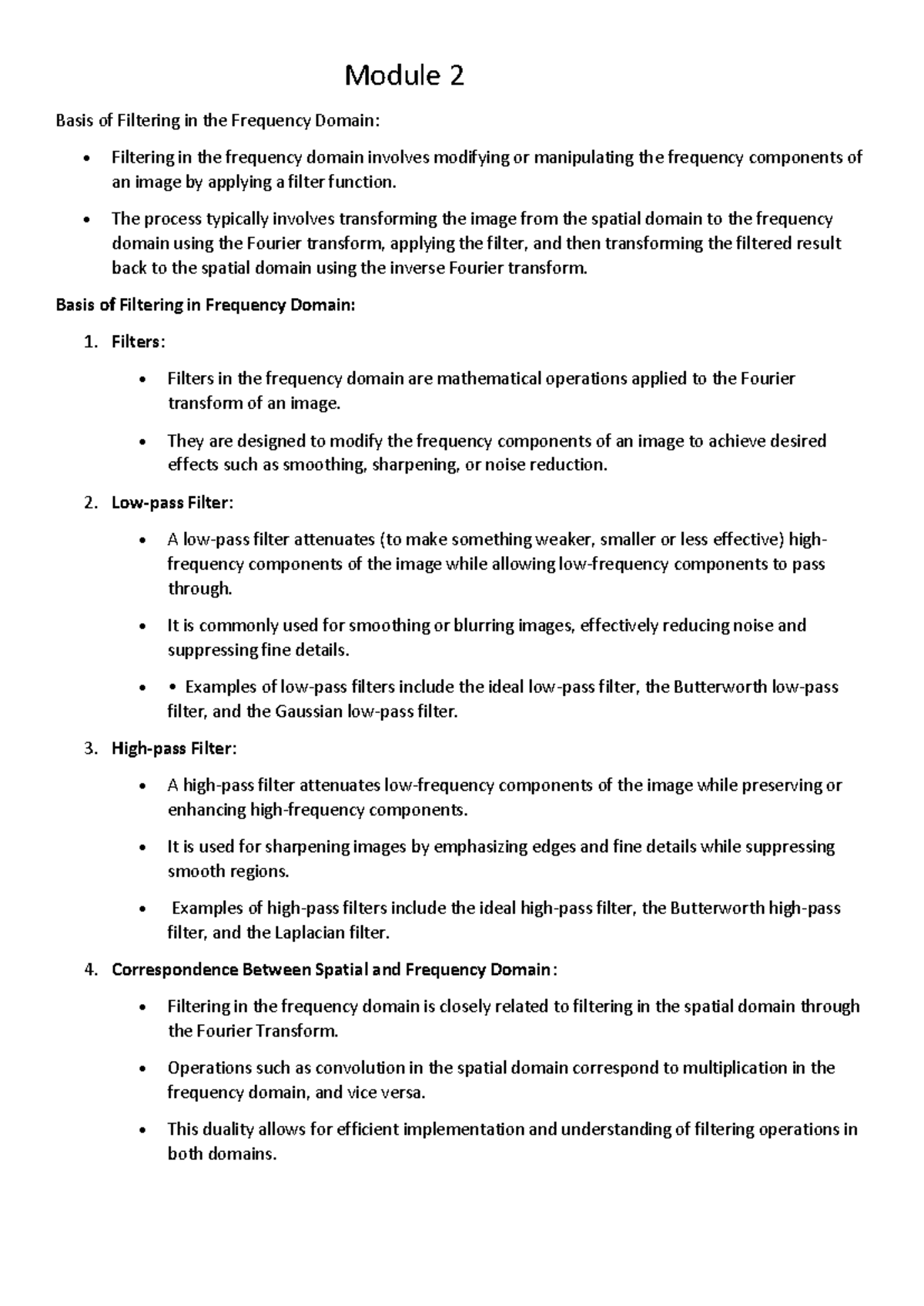 SN DIP M2 - Module 2: Frequency Domain Filtering Techniques - Studocu