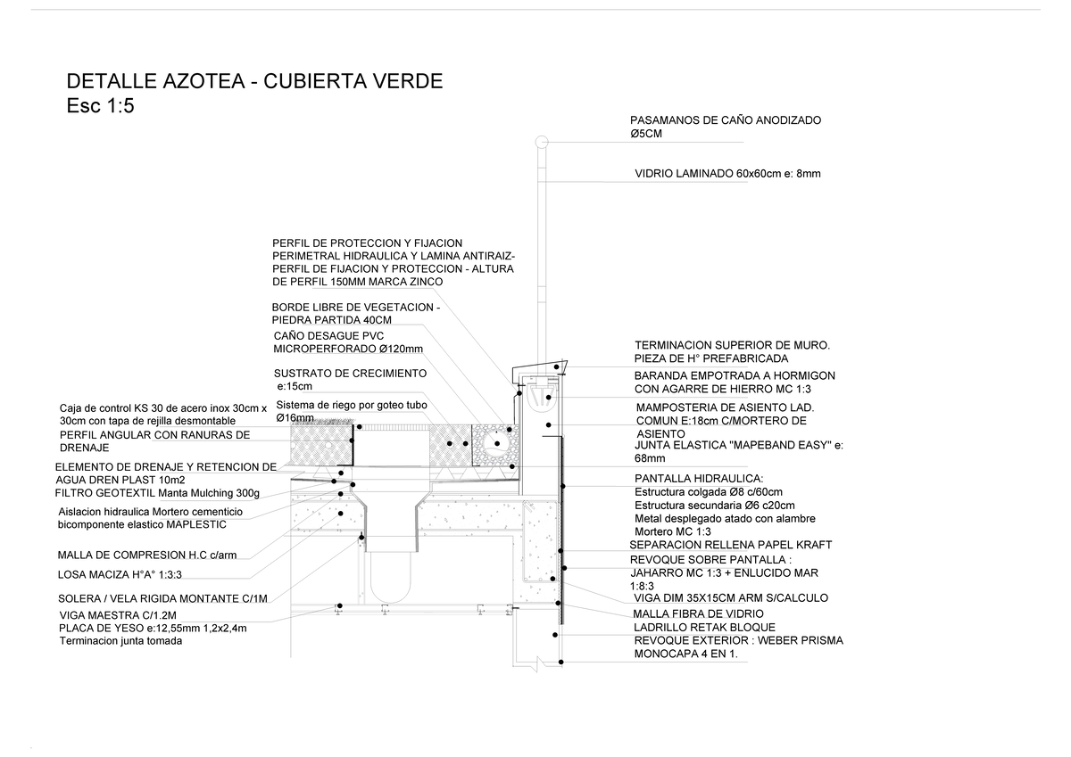 Detalle Azotea Verde - GDN FR: Especificaciones y Materiales - Studocu