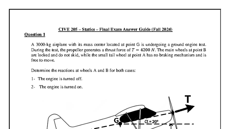 CIVE 205 Statics Final Exam Solutions Guide (Fall 2024) - Studocu