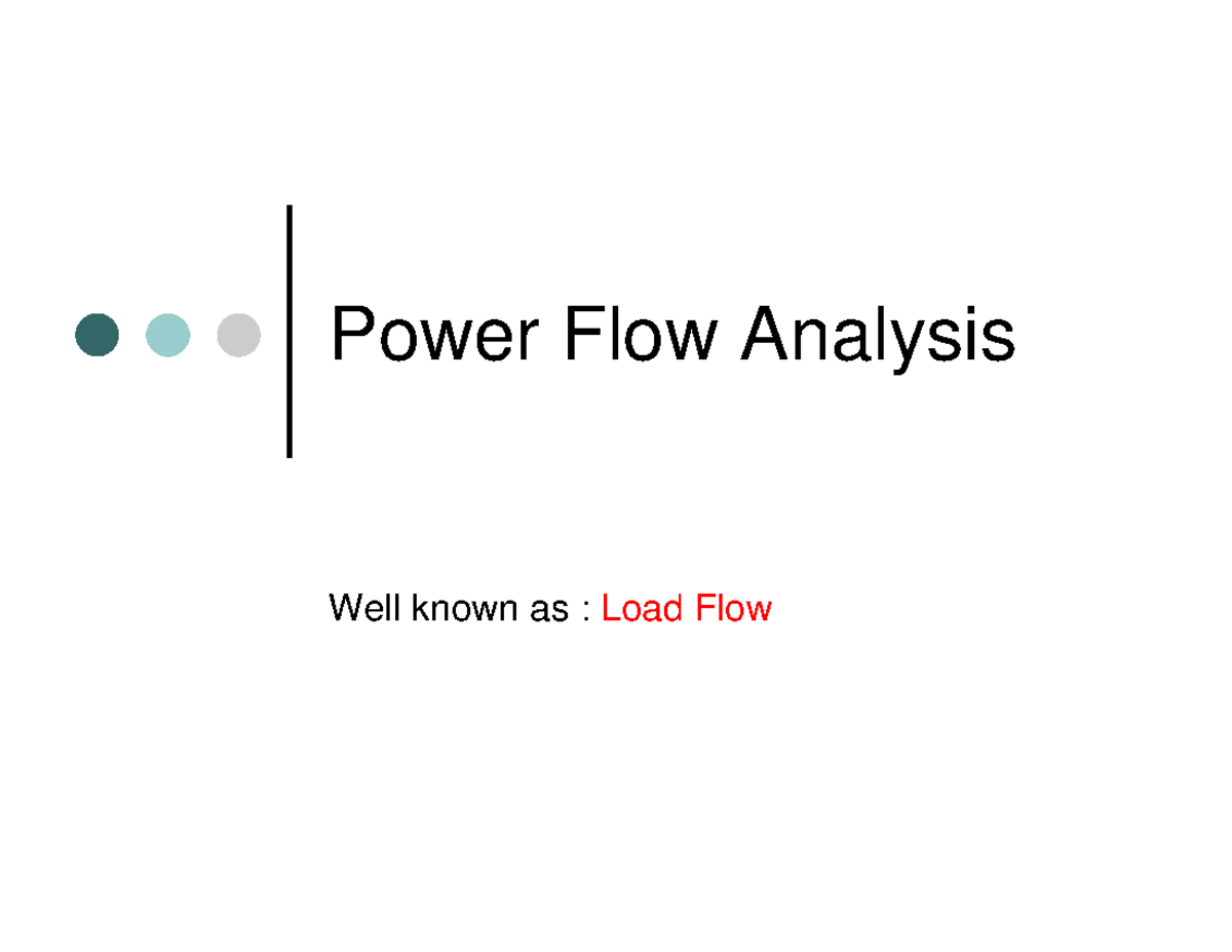 Power Flow Analysis: Load Flow Study in Power Systems - Studocu