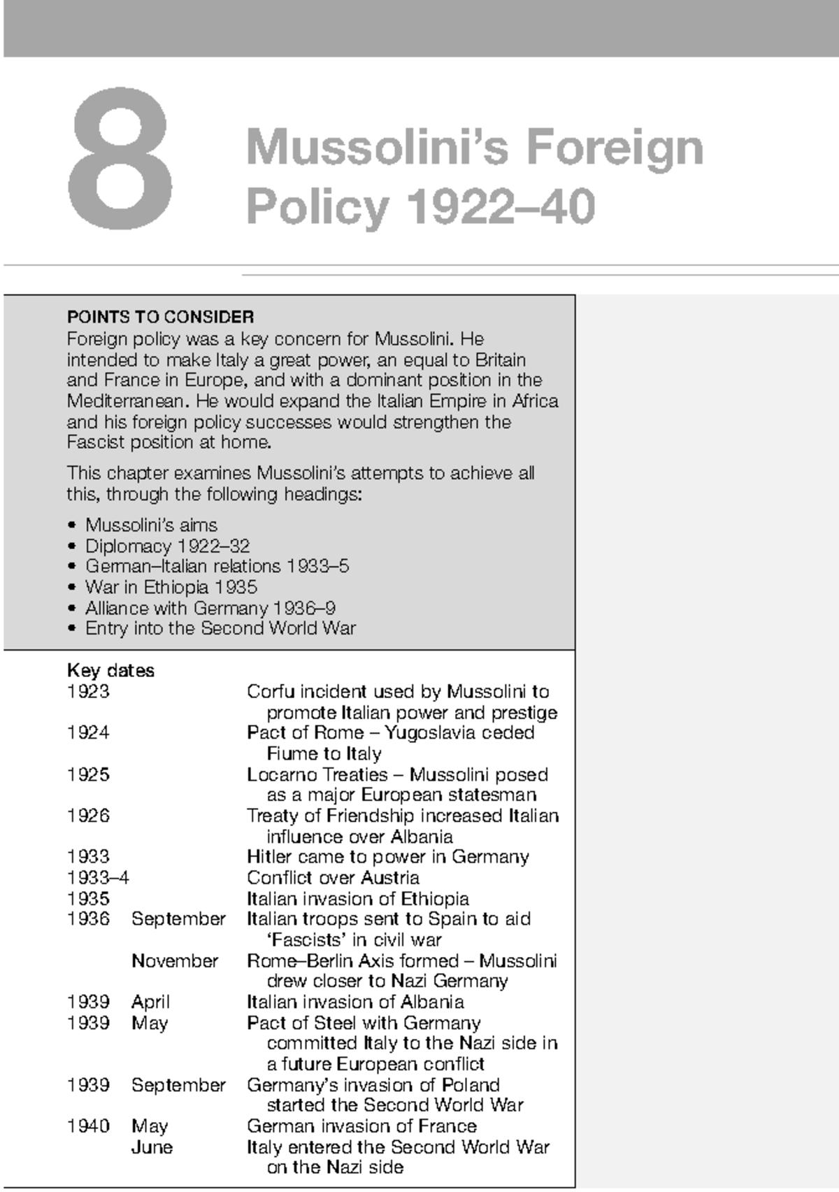 Mussolini’s Foreign Policy (1922-1940): Key Strategies and Events - Studocu