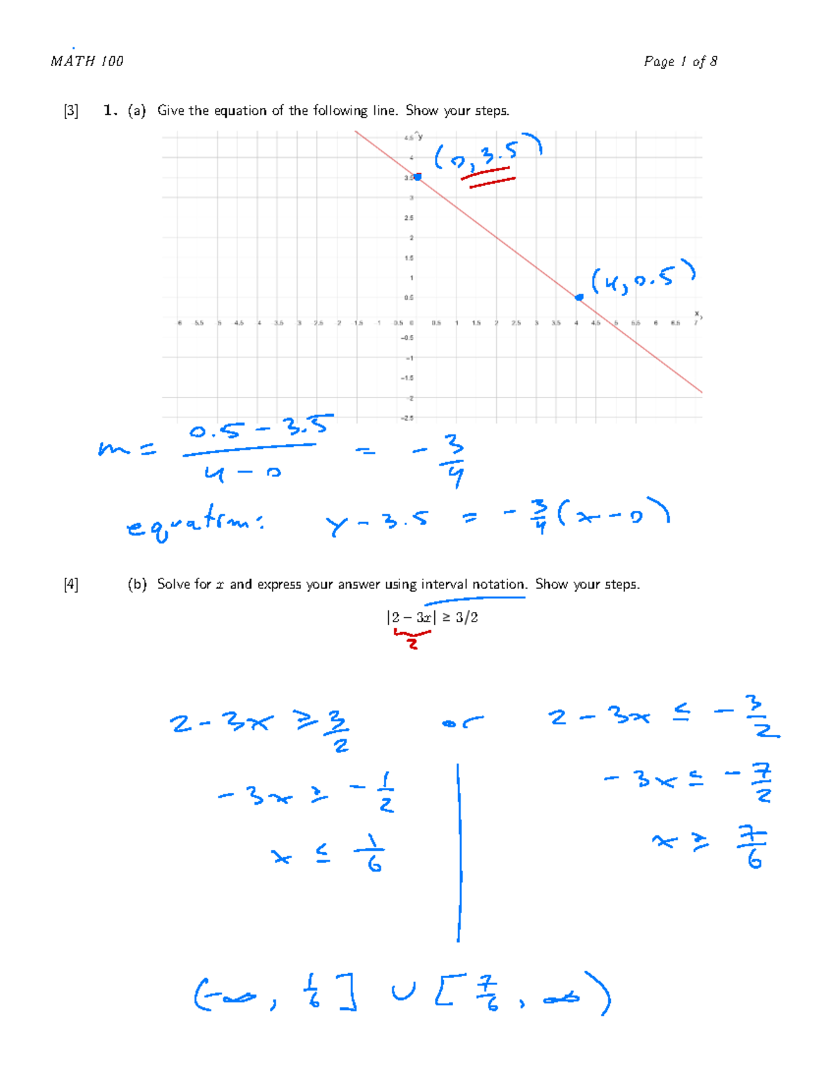 MATH 100 Final Exam Review - Studocu