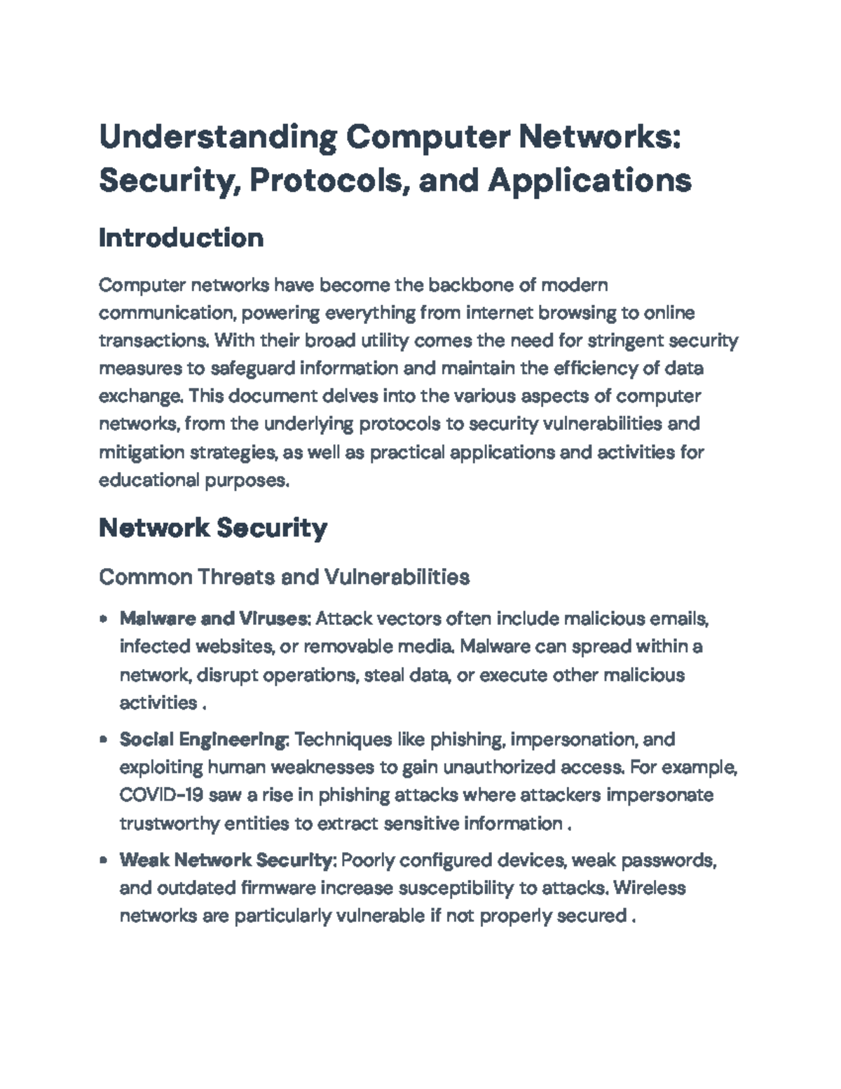 Understanding Computer Networks: Security Protocols & Applications - Understanding Computer ...