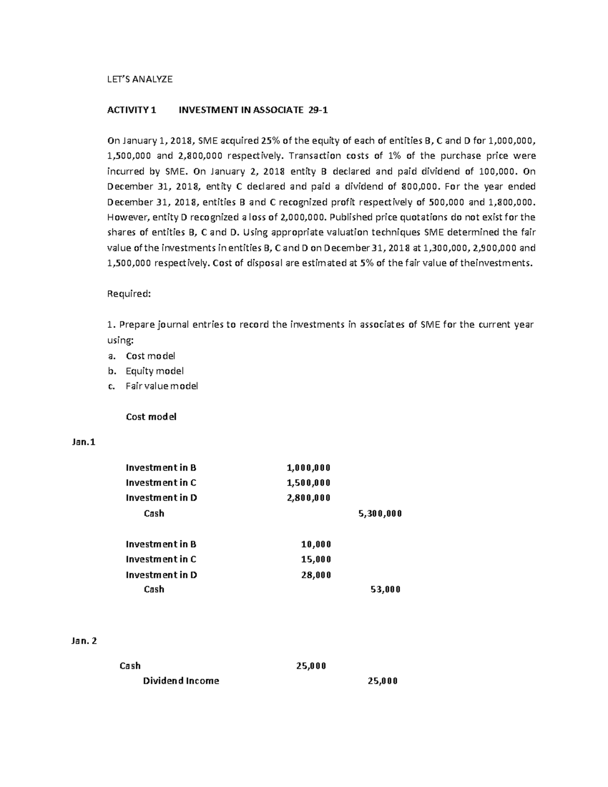 Investment in Associates Analysis: Journal Entries & Fair Value ...
