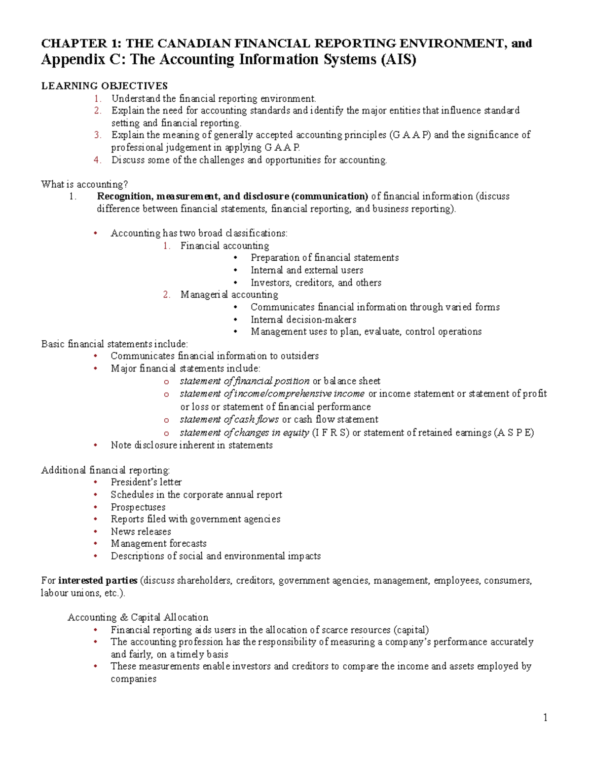 CHAPTER 1: UNDERSTANDING THE CANADIAN FINANCIAL REPORTING ENVIRONMENT ...