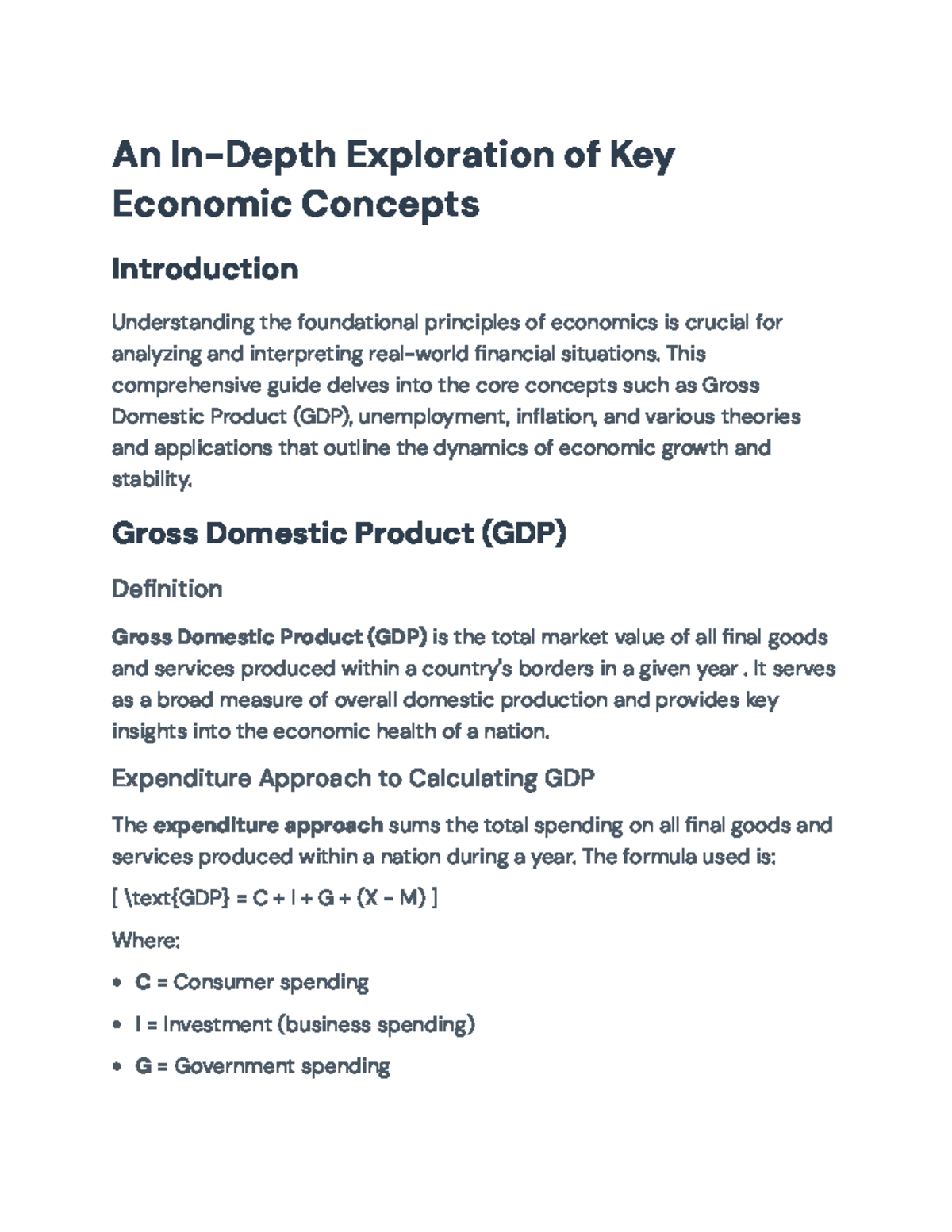 Economic Concepts: GDP, Unemployment, and Inflation Explained (ECO101) - An In-Depth Exploration ...