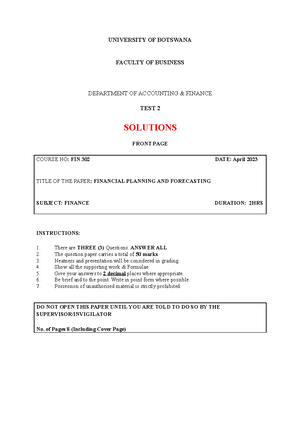 FIN 302 Tutorial 1 - tutor - FIN 302 Tutorial 1 1. Explain how AFN ...