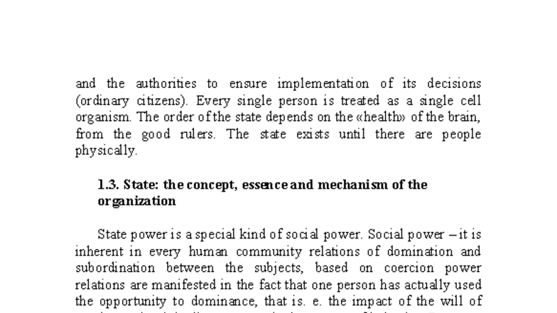 The Theory of State and Law: Characteristics and Nature (Course Code: 3 ...