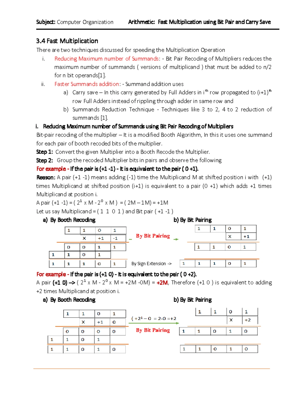 Fast Multiplication using Bit Pair and Carry Save - 3. 4 Fast ...
