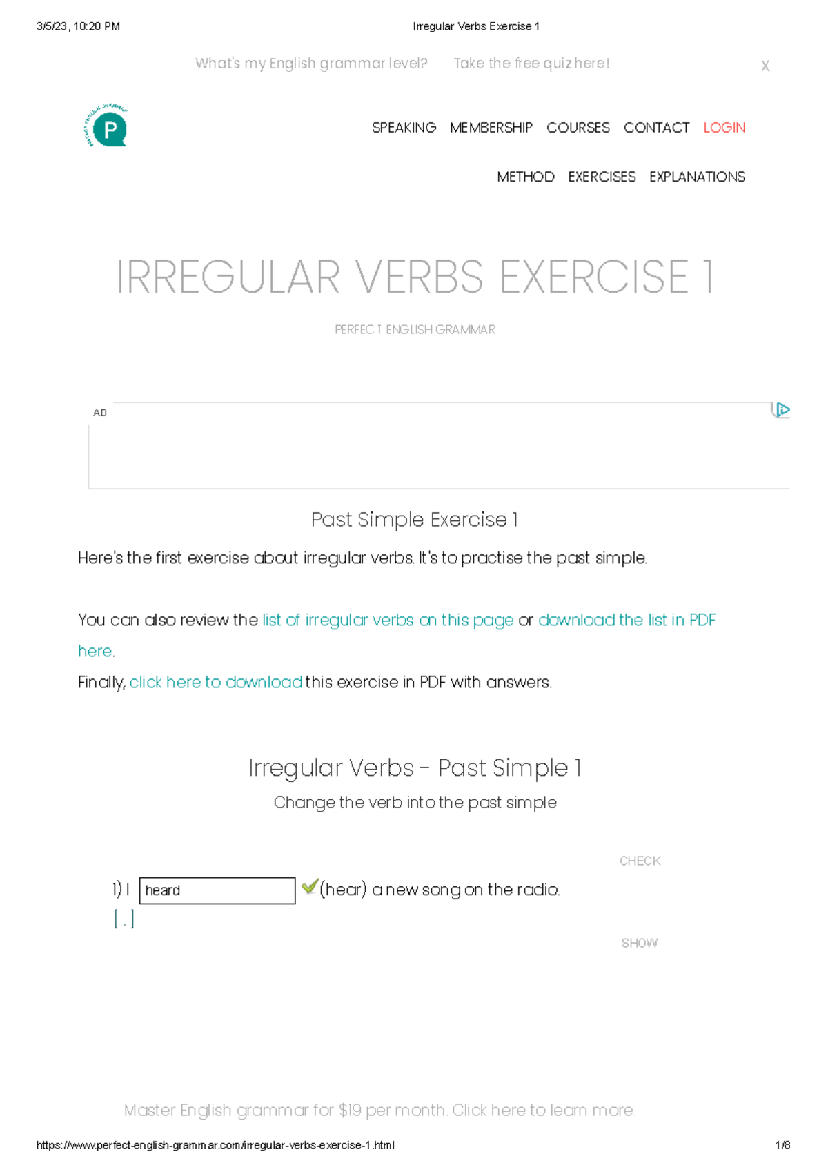 Irregular Verbs Exercise 1: Practicing Past Simple Tenses - Studeersnel