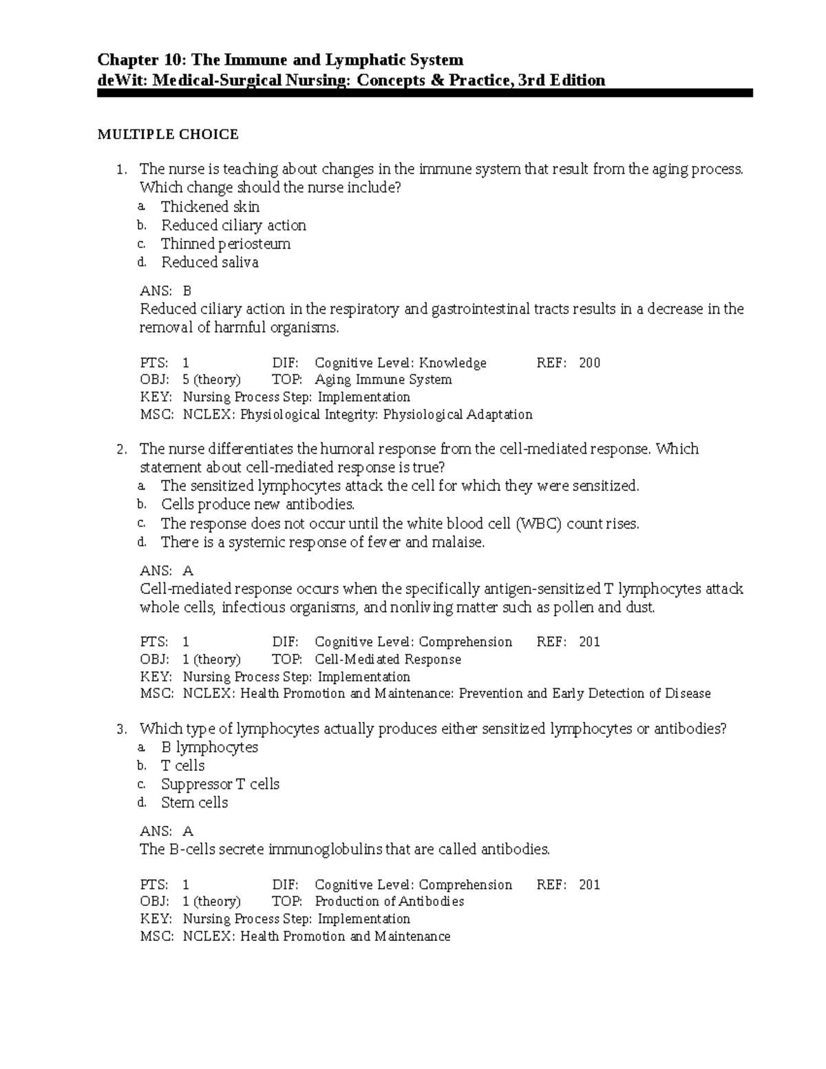 Chapter 10 - The Immune and Lymphatic System in Nursing - Studocu