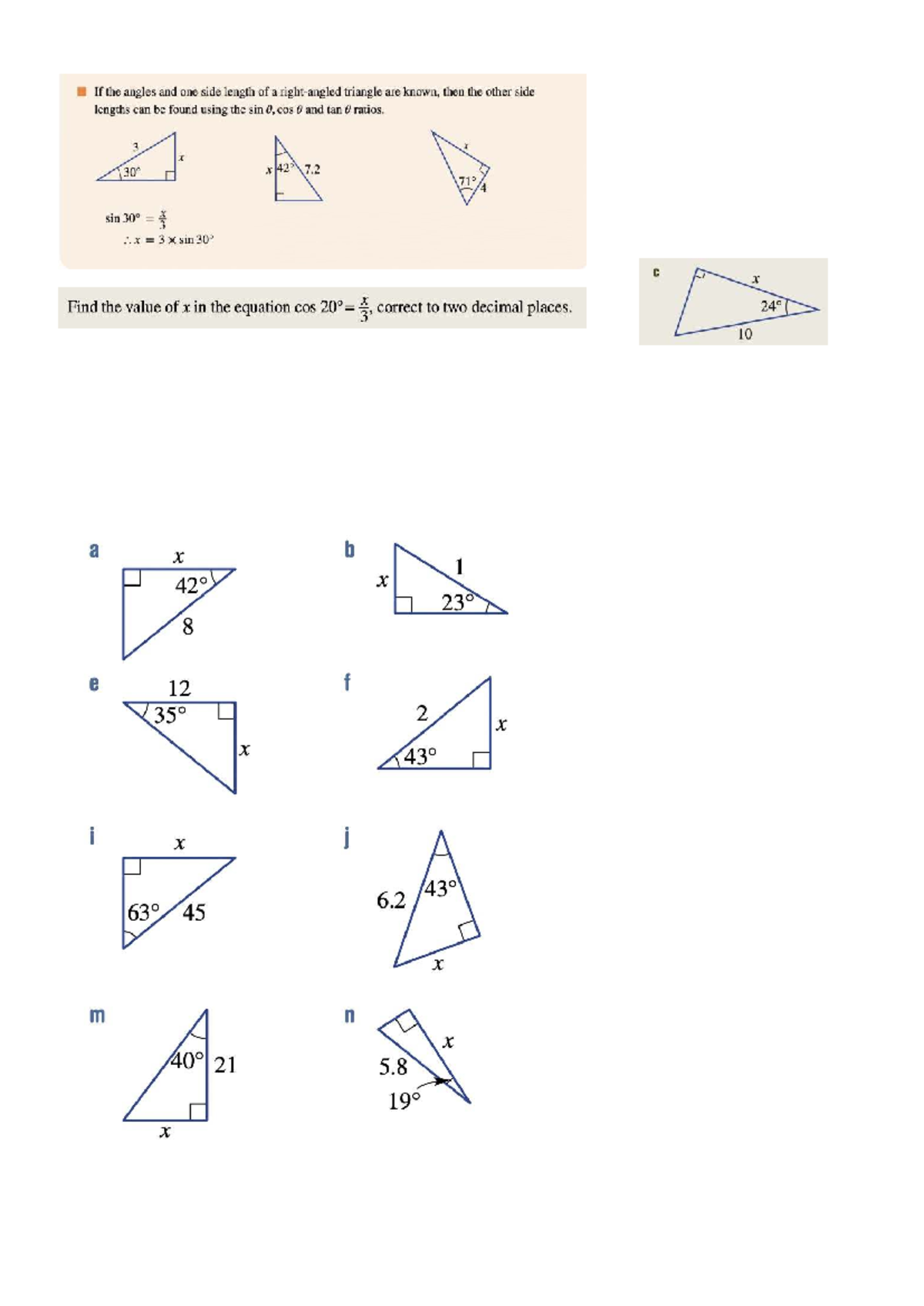 Trig Questions & Review: Solving for Angles & Side Lengths - Studocu