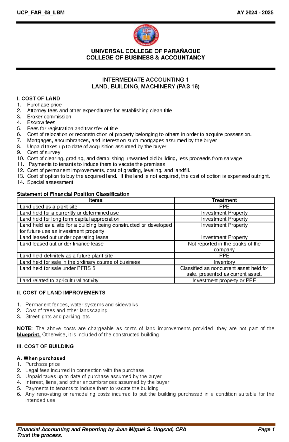 FAR 08 LAND Building Machinery - Intermediate Accounting 1 Insights ...