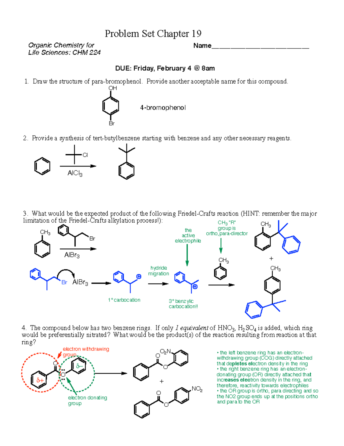 Chapter 19 worksheet - Problem Set Chapter 19 Name ...