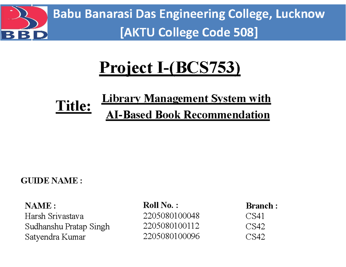 Library Management System Project (CS41/CS42) - LLM Assignment - Studocu