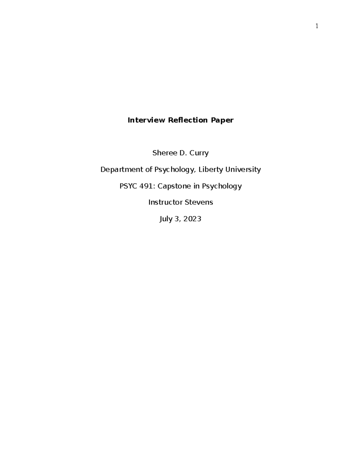 Interview Reflection Paper Template - Interview Reflection Paper Sheree ...