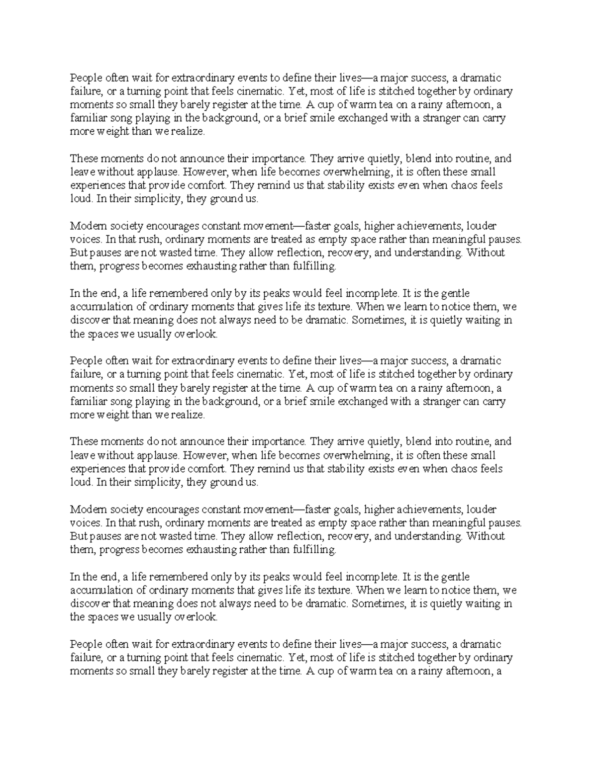 Ordinary Moments: Finding Meaning in Everyday Life - Doc 3 Harvard ...