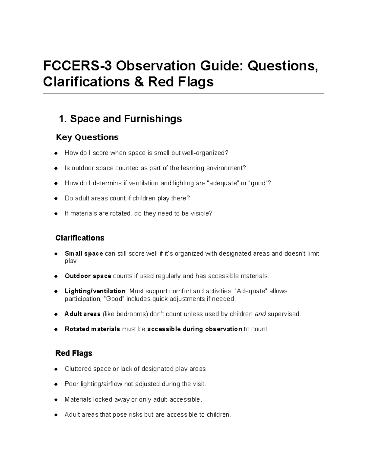 FCCERS-3 Observation Guide: Key Questions & Scoring Strategies - Studocu
