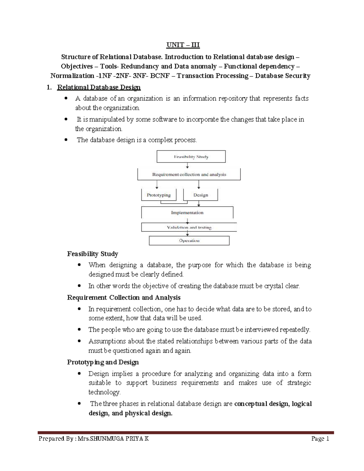 UNIT III RDBMS Notes: Structure, Design, and Transaction Processing ...