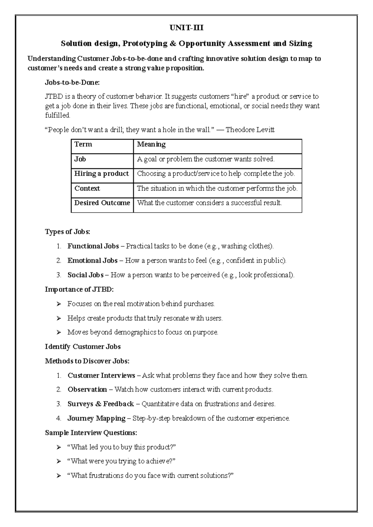 Innovative Solution Design & Prototyping: UNIT-III Notes - Studocu
