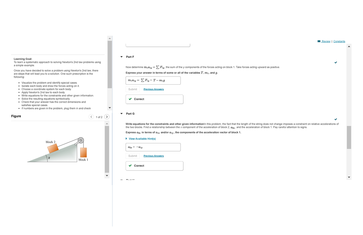 Mastering Physics Ch 04 HW - Applying Newton's 2nd Law 5 - 1 of 2 ...