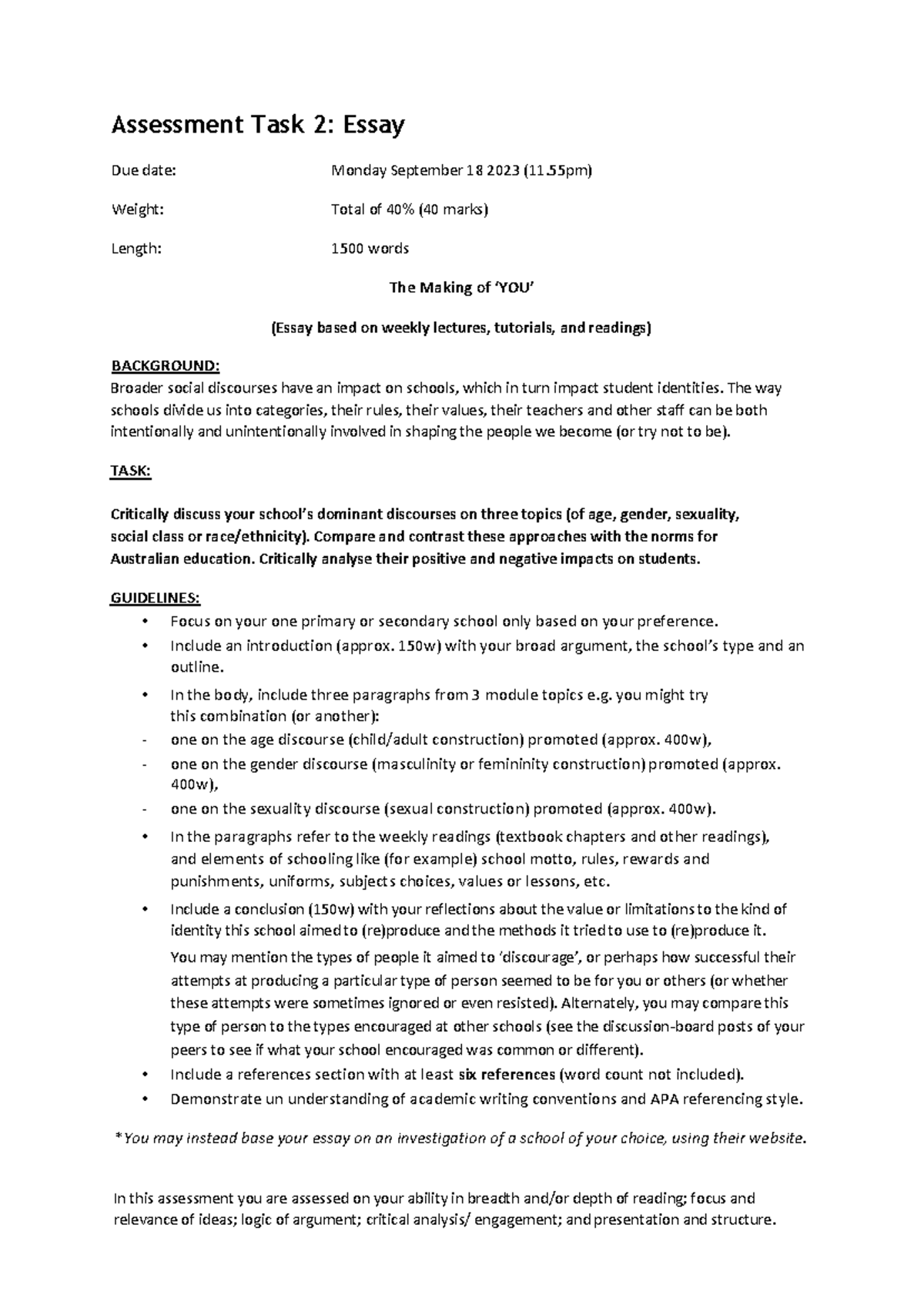 2023 Semester 2 Assessment Task 2 Instructions and rubric - Assessment ...