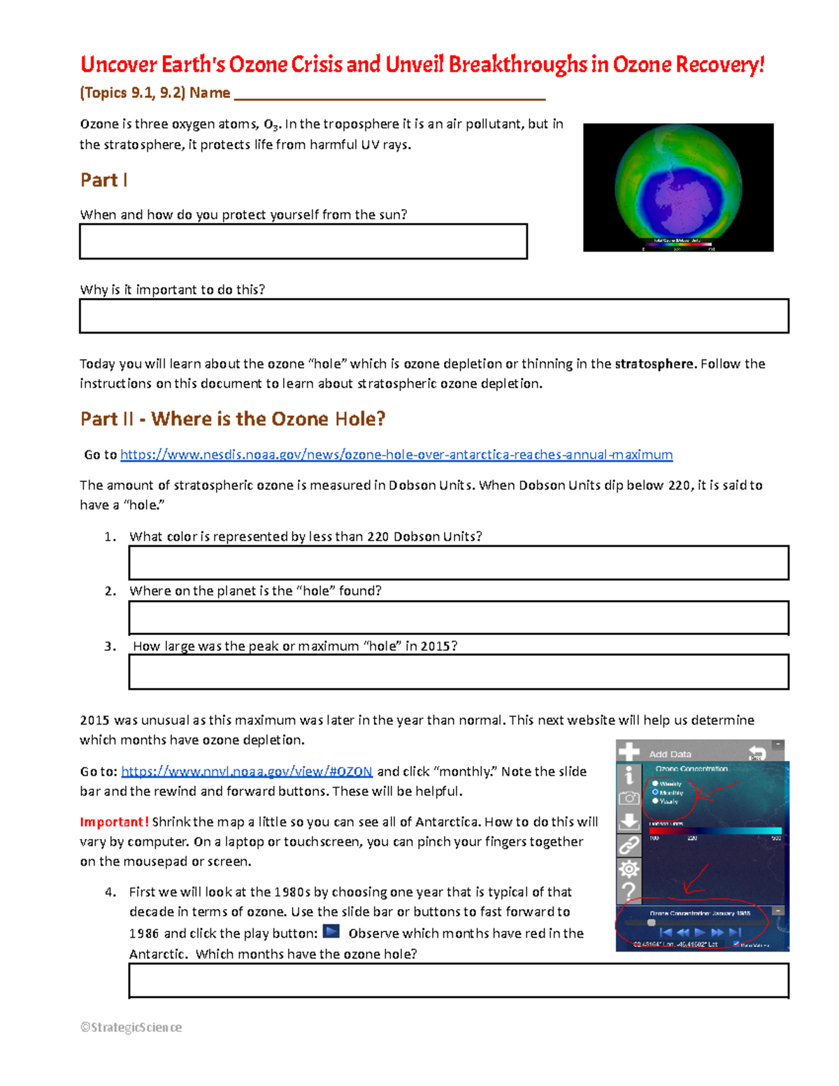 Ozone Depletion Lab Analysis - Earth Science (Topics 9.1, 9.2) - Studocu