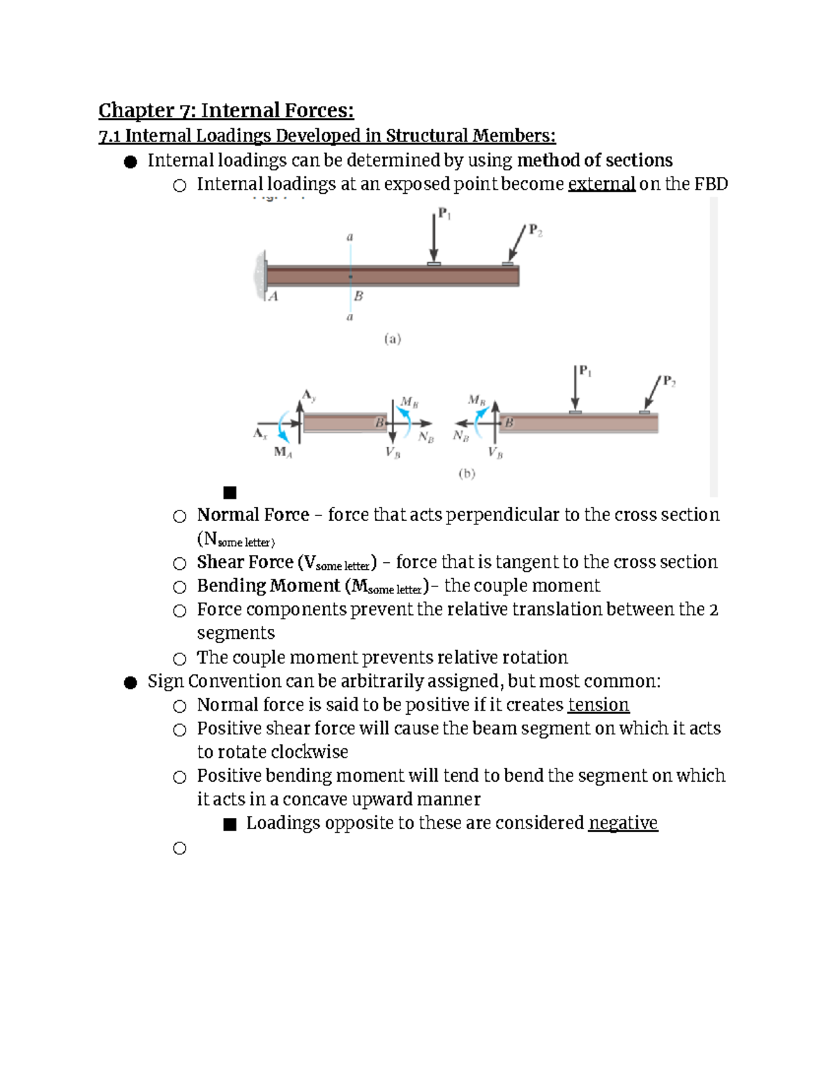 Chapter 7 Internal Forces - Chapter 7: Internal Forces: 7 Internal ...