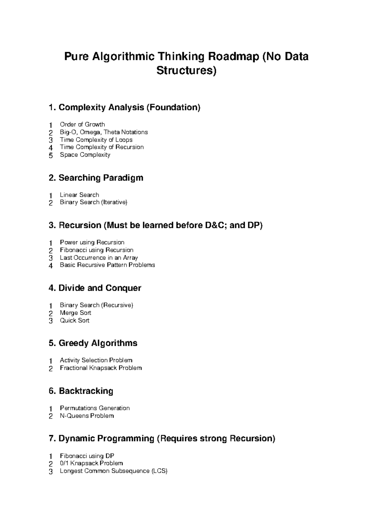 Algorithmic Thinking Roadmap: Complexity, Search, Recursion & More - Studocu