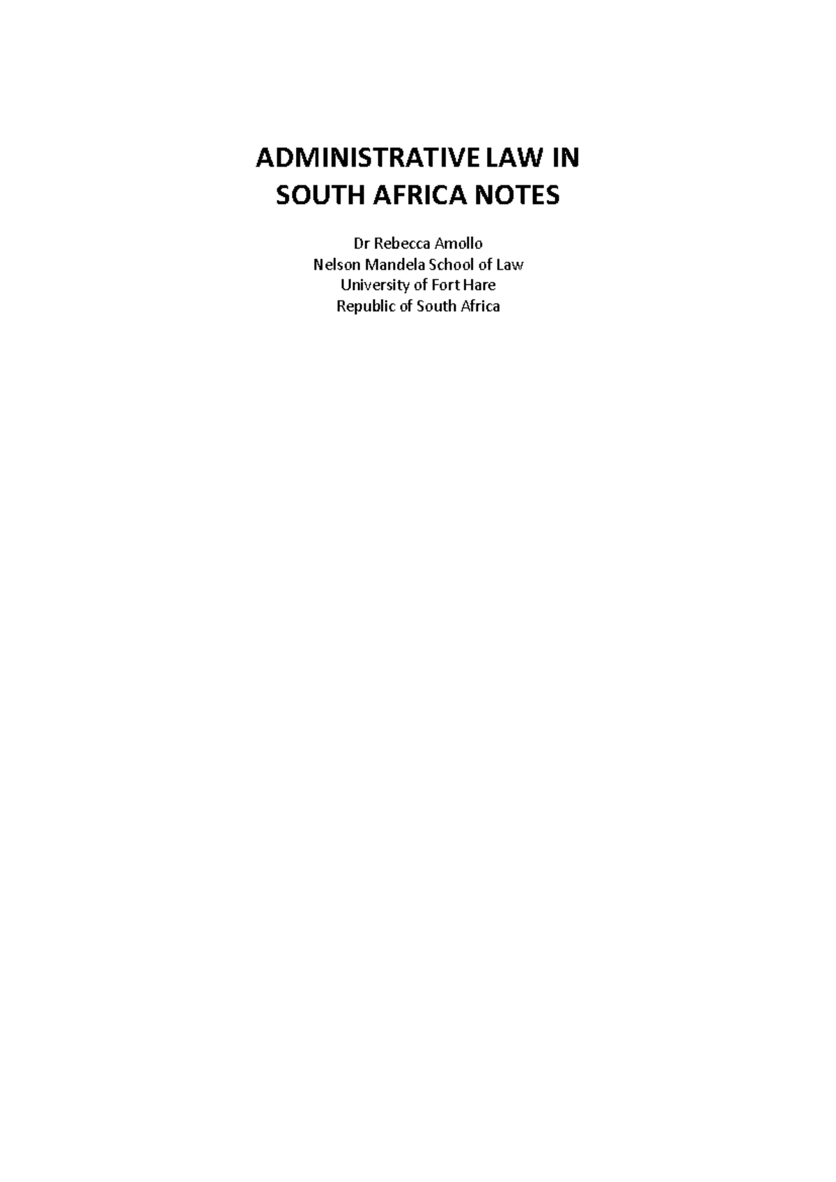 Administrative Law in South Africa: Comprehensive Study Notes (2025 ...