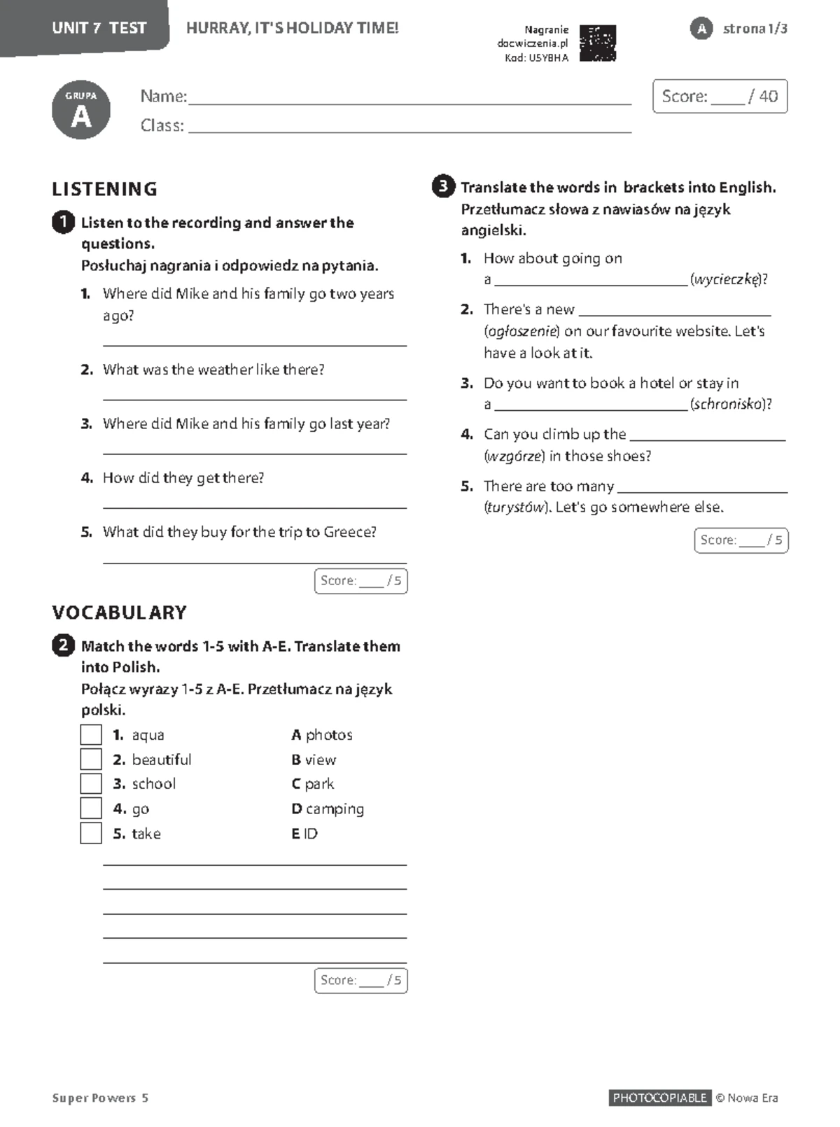 Unit 7 TEST – English Listening & Vocabulary Practice - Studocu