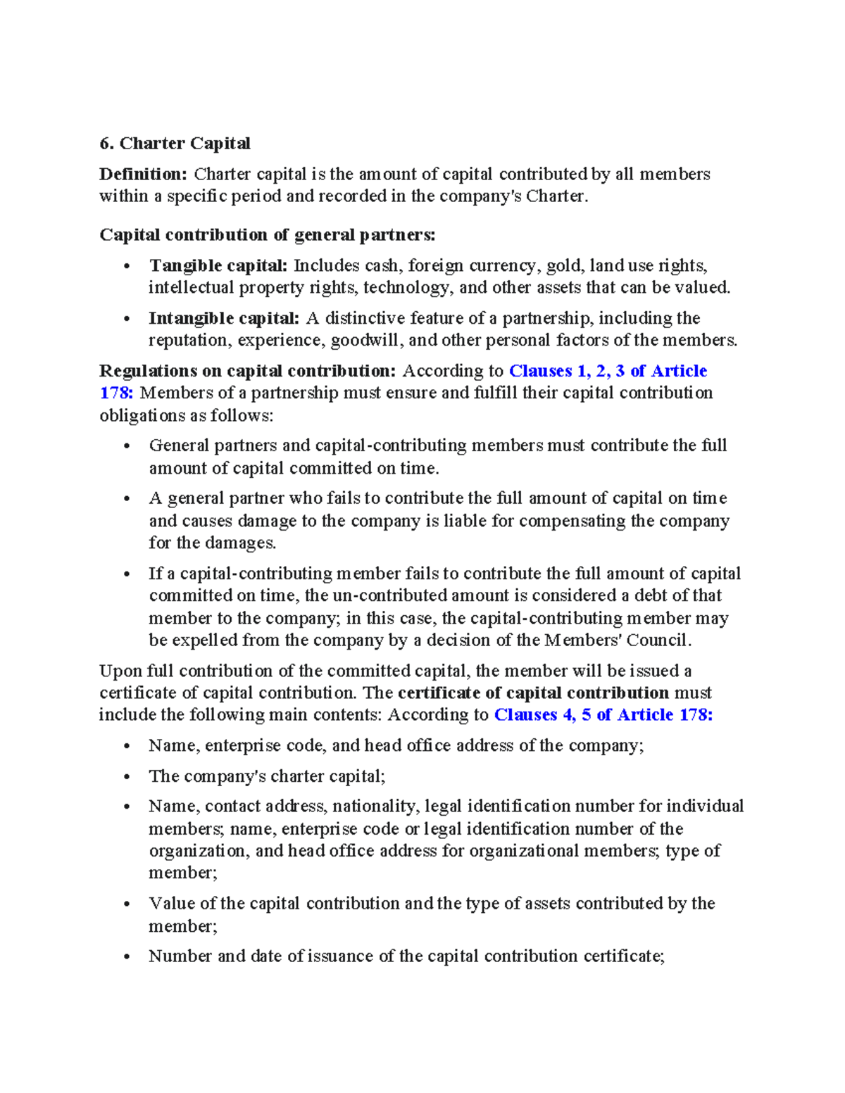 6. Charter Capital and Partnership Regulations - Luật công ty Notes ...