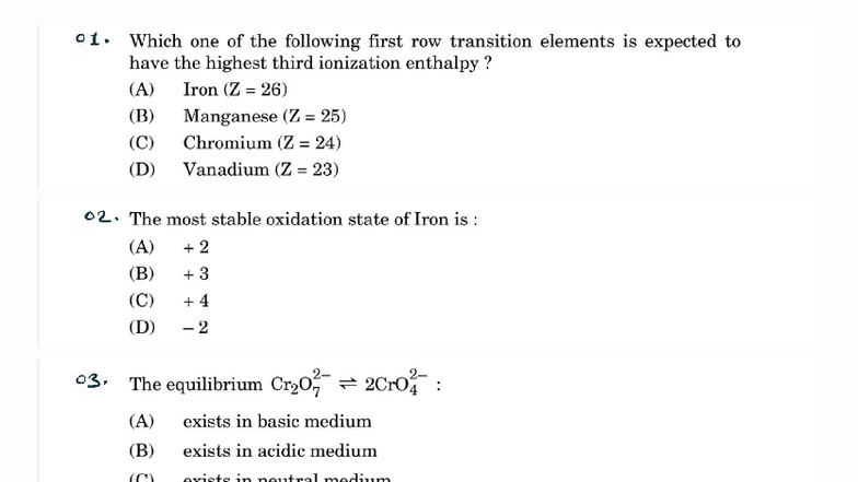 D and F Block Transition Elements MCQs - Easy Guide - Studocu