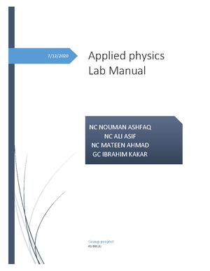 AP Lab Report 11 - Y me y me y meee! - Department of Physics, SNS Applied Physics (PHY-102) Lab ...