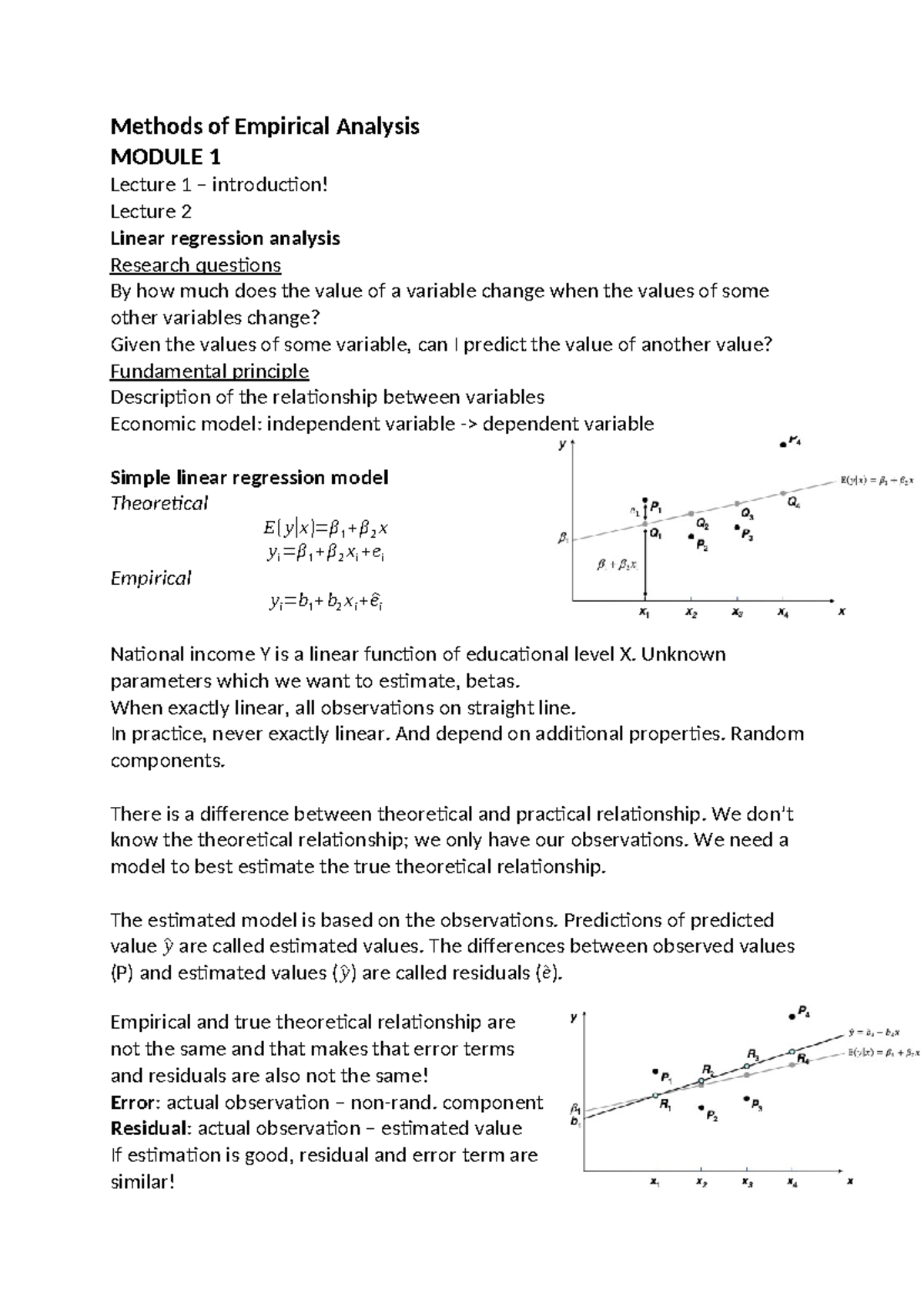 Methods of Empirical Analysis: Lecture Notes on Linear Regression ...
