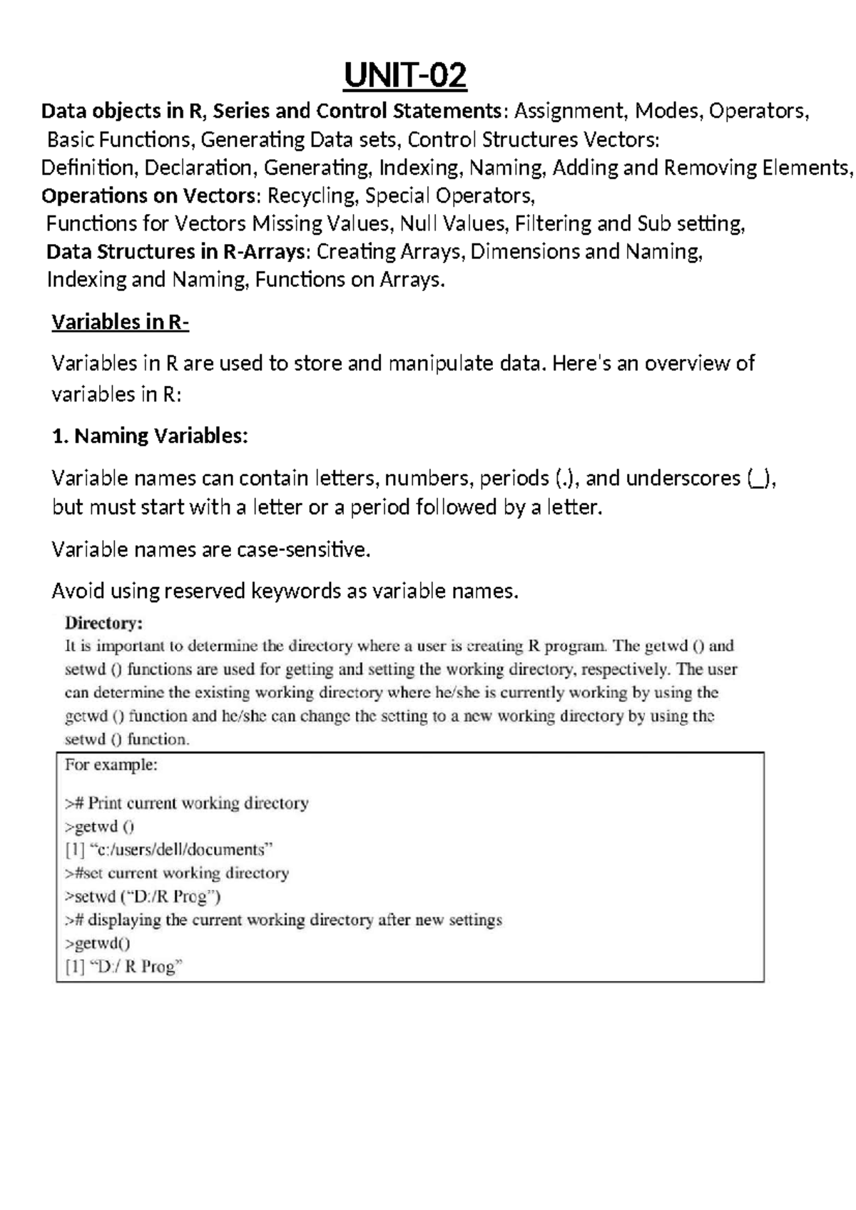 R-UNIT2 - notes - UNIT- 02 Data objects in R, Series and Control ...