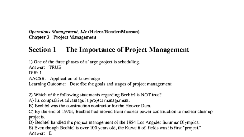 Operations Management 14e: Chapter 3 - Project Management Insights ...
