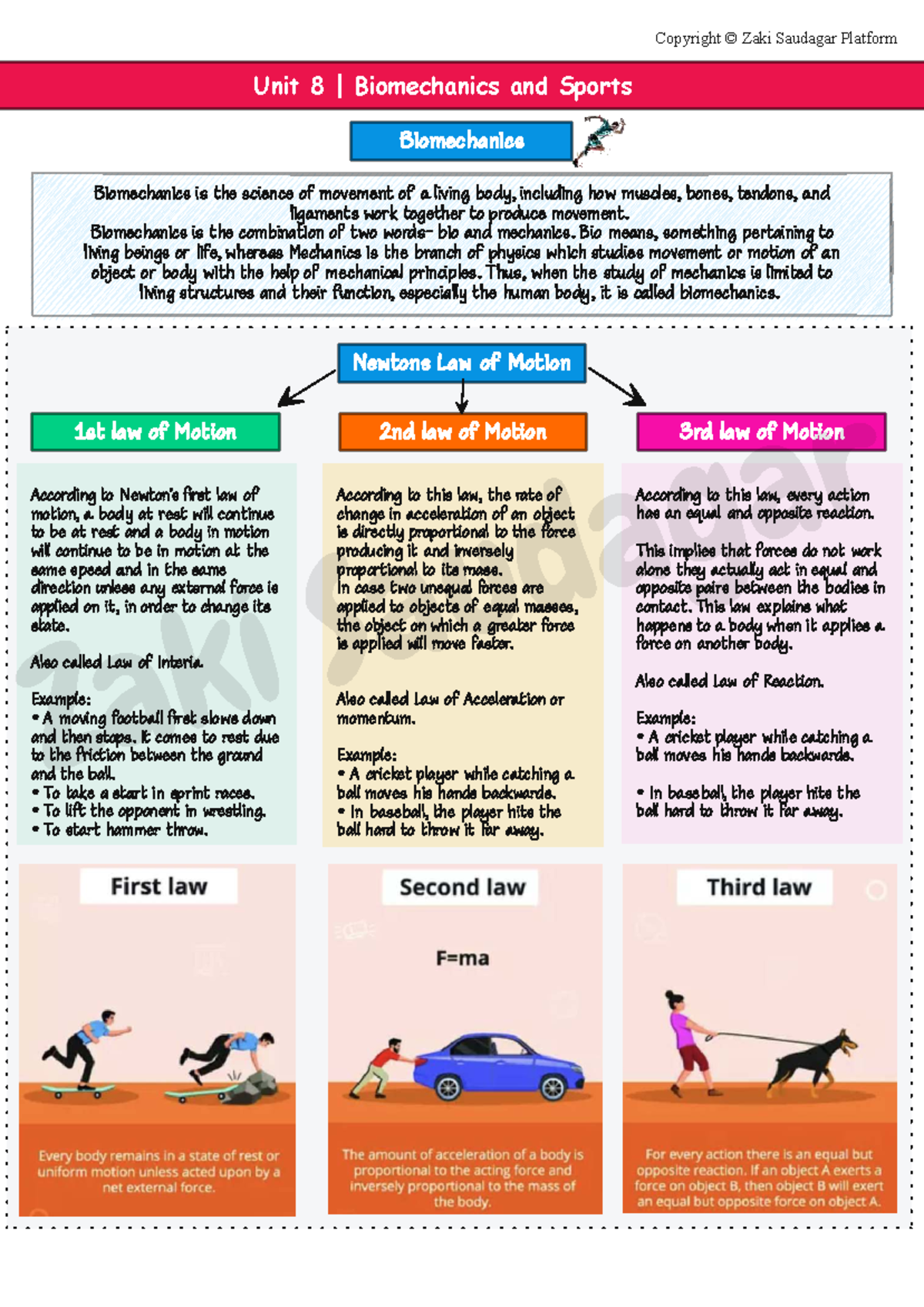 PE Class 12 Unit 8: Biomechanics & Sports Mechanics Notes - Studocu