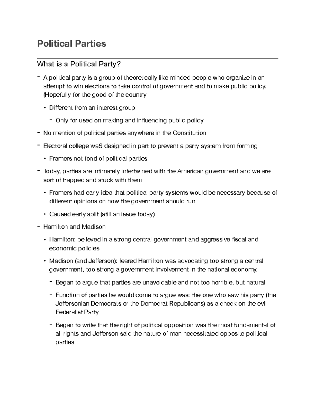 Political Parties: Key Concepts and Historical Context Notes - Studocu