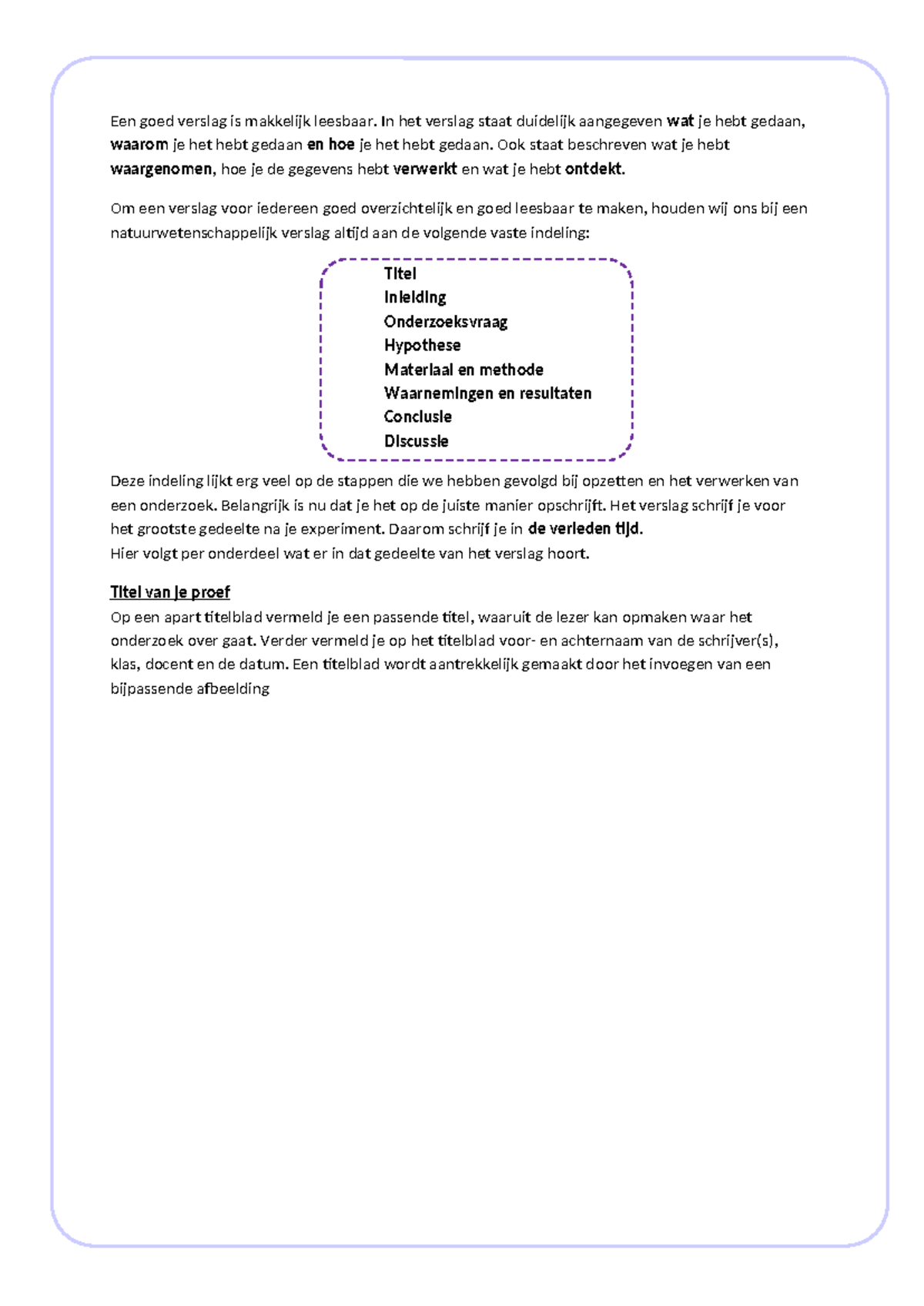 Natuurwetenschappelijk Verslag: Structuur en Schrijfhuyde - Studeersnel